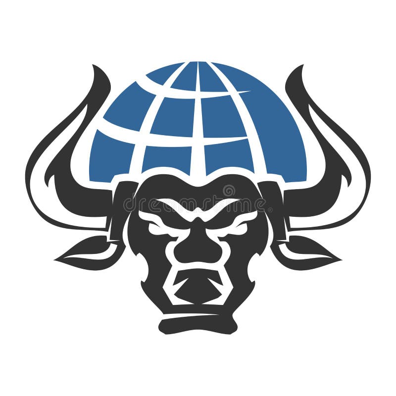 Bull Head with Global World Icon Illustration Brand Identity Stock ...