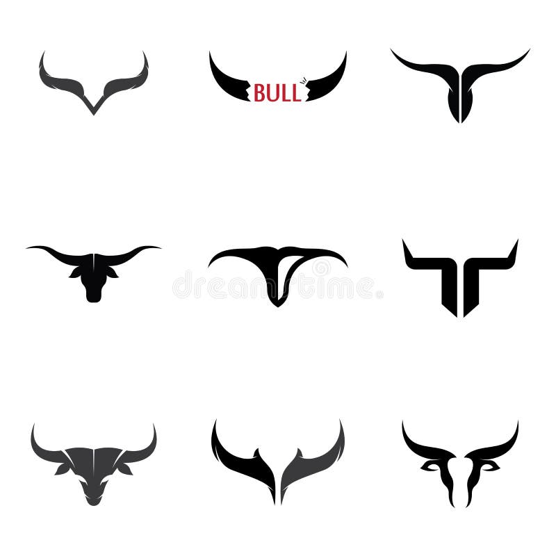 Bull Head Horn Icon Template Stock Vector - Illustration of template ...