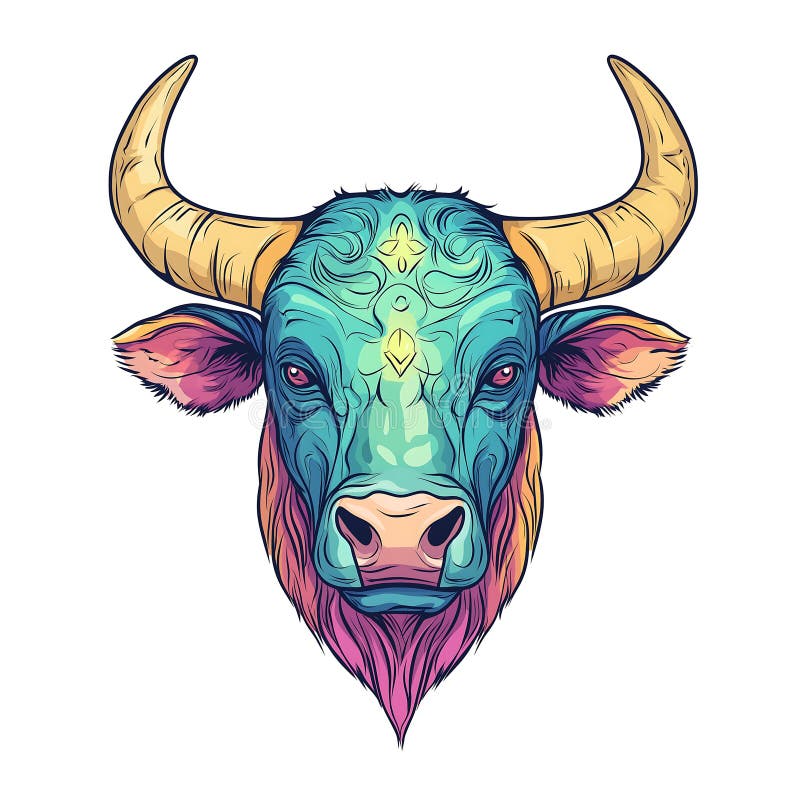 Colorful Bull Illustration with Intricate Designs and Vibrant Colors ...