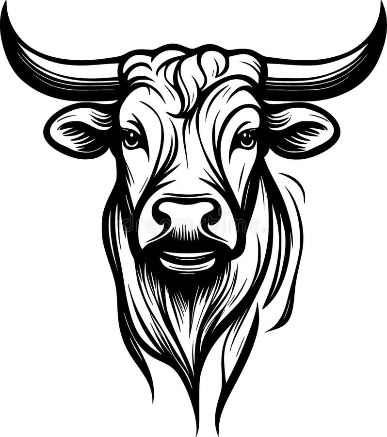Bull Head with Bull Head Design. Robot Cartoon Stock Illustration ...