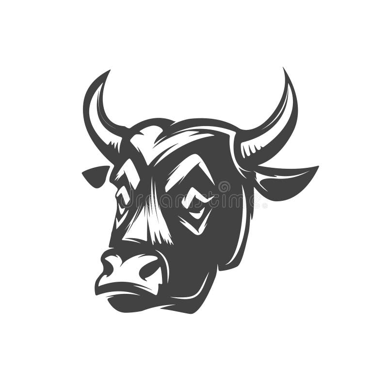 Bull Head Emblem Isolated on White Background. Design Element for Logo ...