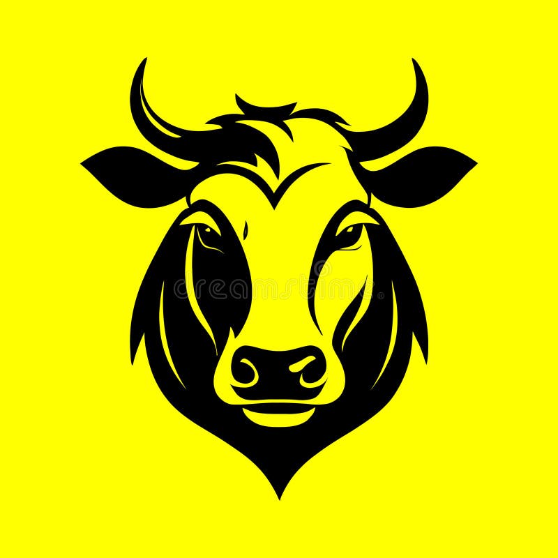 Bull Head on a Yellow Background. Vector Illustration for Your Design ...