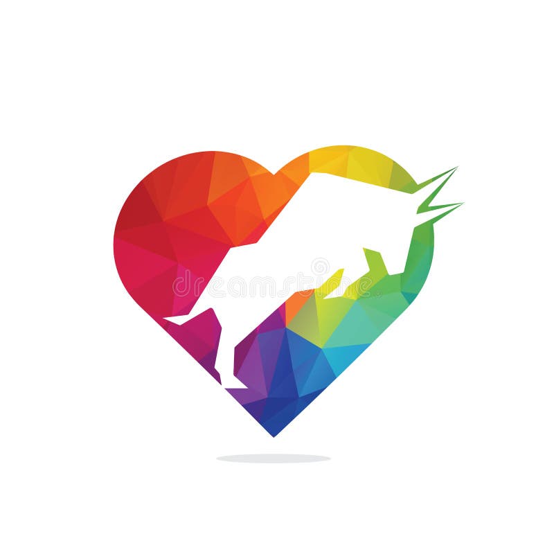Bull Heart Shape Vector Logo Design. Stock Vector - Illustration of ...