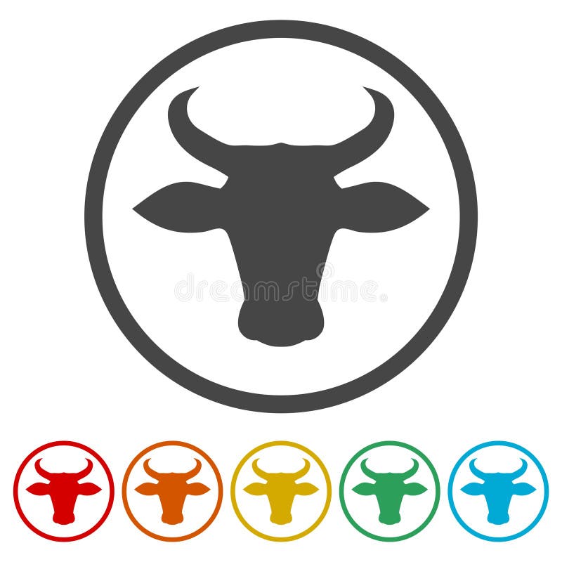 Bull Icon , 6 Colors Included Stock Illustration - Illustration of ...