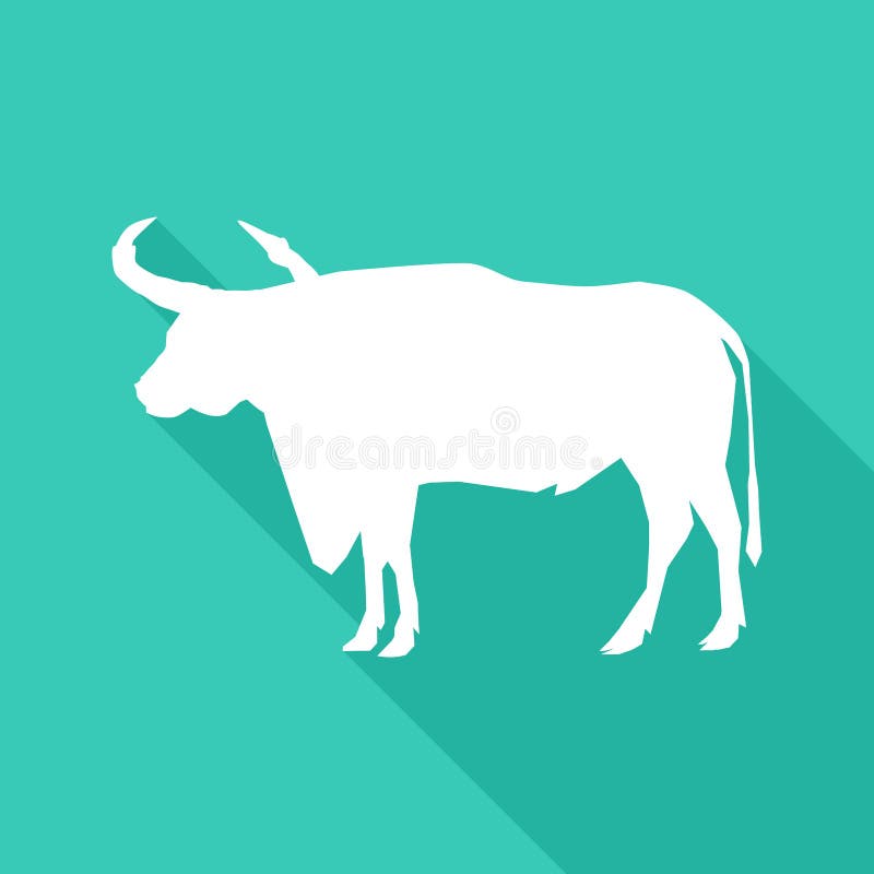 Bull Icon with Long Shadow. White Bull Logo Stock Vector - Illustration ...