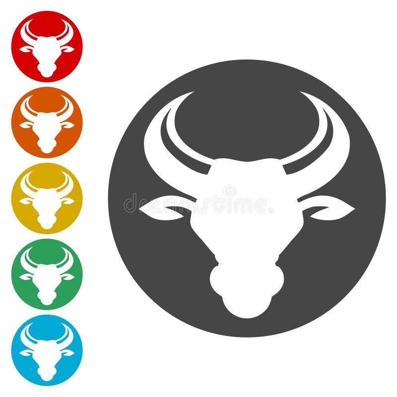 Bull Icons Set Vector Illustration Stock Vector - Illustration of ...