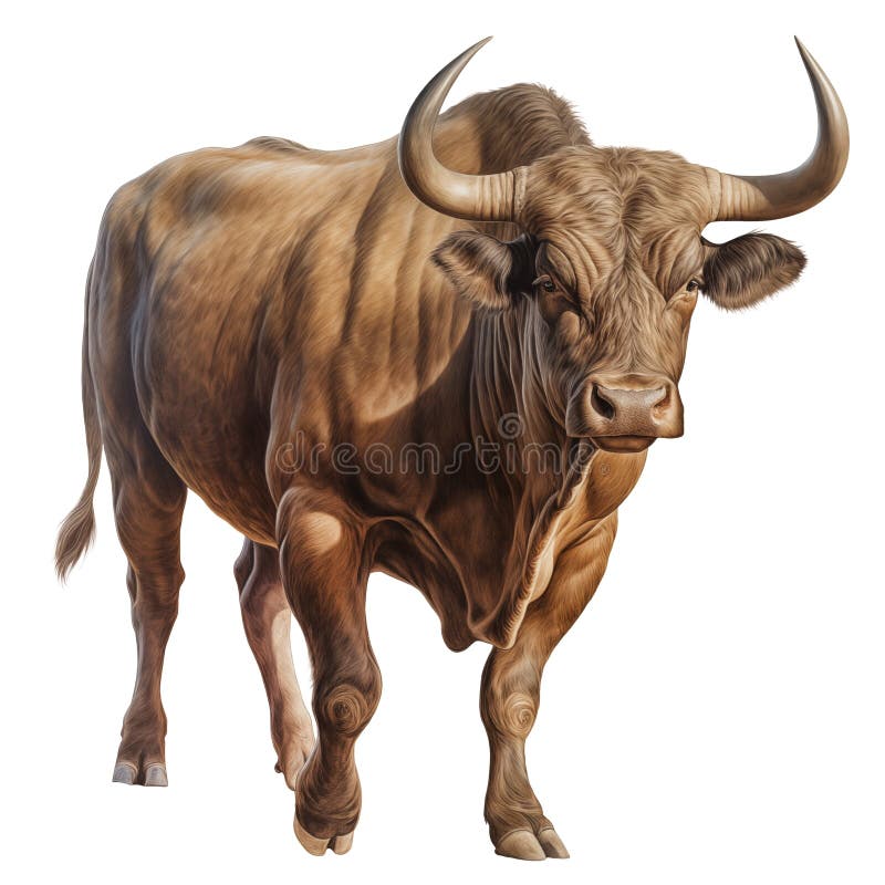 Bull Isolated on a White or Transparent Background. Close-up of a Bull ...