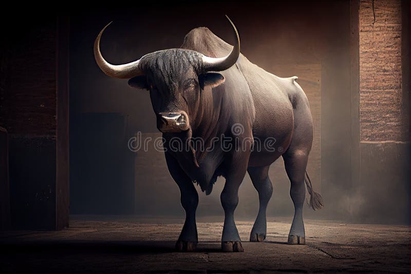 Bull with Its Head and Horns Lowered, Preparing for Attack Stock ...