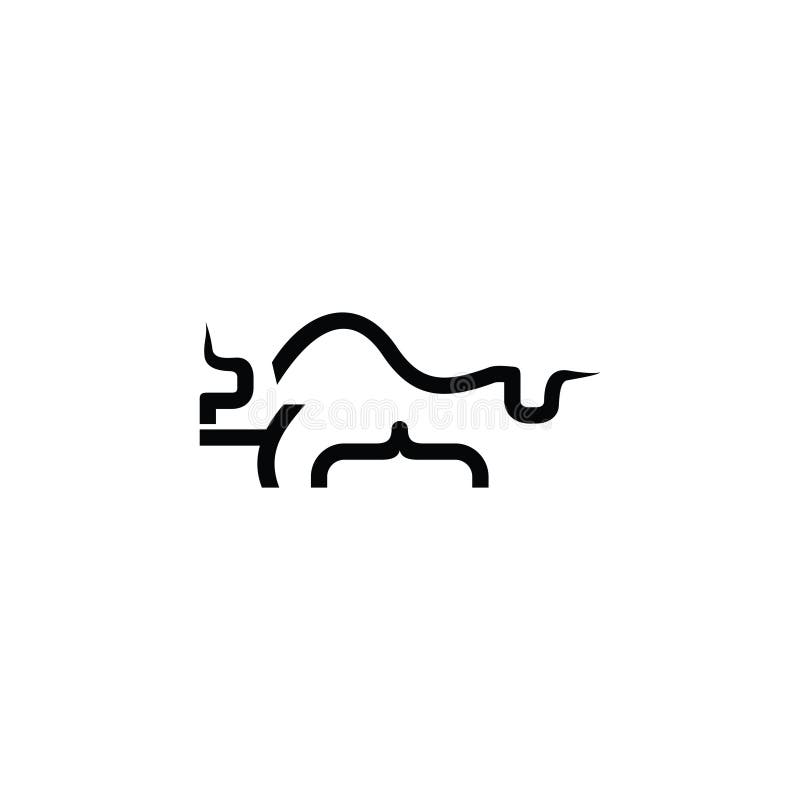 Bull Line Art Outline Monoline Linear Logo Vector Icon Stock ...
