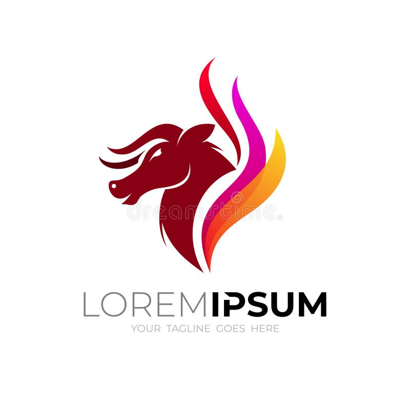 Bull Logo and Fire Design Illustration, Animal Logos Stock Vector ...