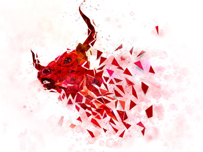 Low Polygon Red Bull Head with Geometric Pattern- Vector Illustration ... Low Polygon Red Bull Head with Geometric Pattern- Vector Illustration ...