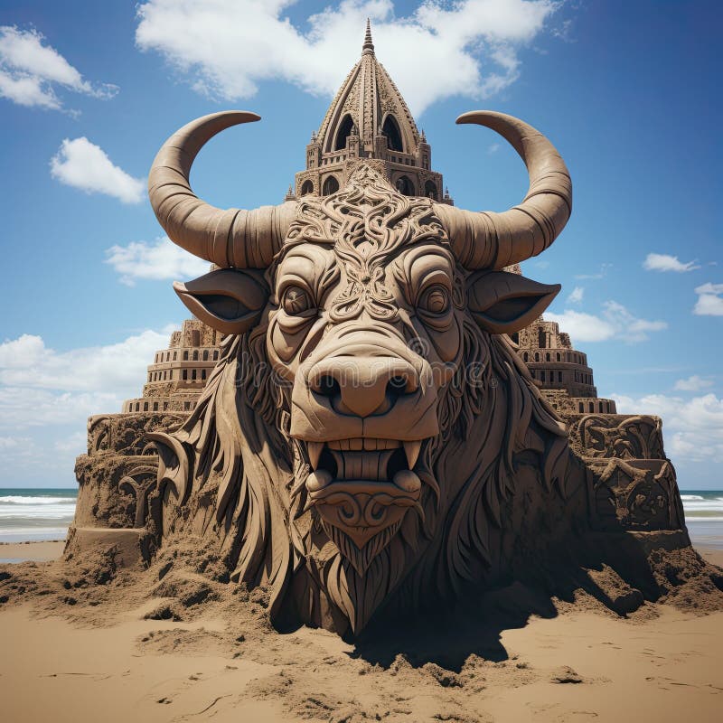 A Bull Made As a Sand Sculpture. Stock Illustration - Illustration of ...
