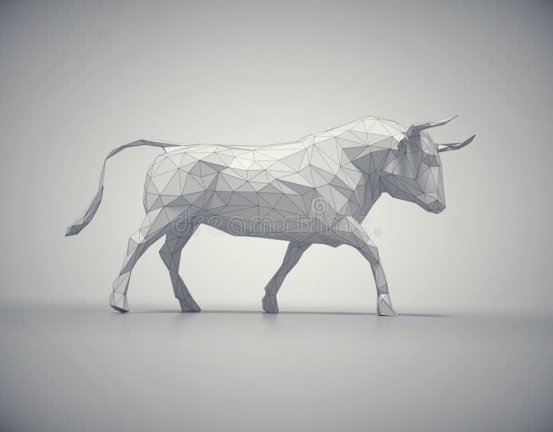 Bull Made of Polygons on Studio Background Stock Illustration ...