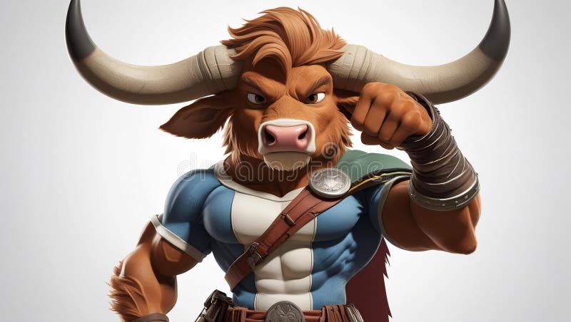 Bull Man Character with a Muscular Body Stock Illustration ...