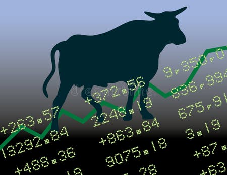 Bull Market in the Black stock vector. Illustration of investment - 8771275