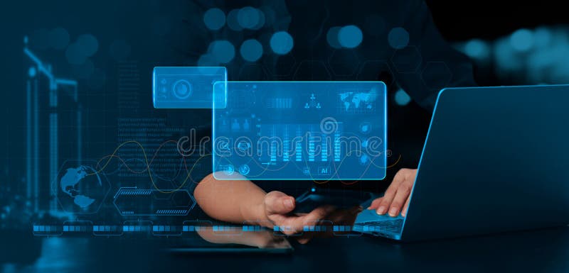 Bull Market Candlestick Chart and Bar Graph with Auto Trading Computer ...