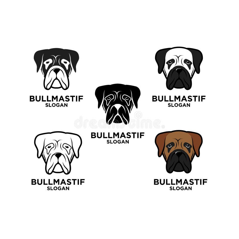Bull Mastiff Head Dog Logo Design Stock Vector - Illustration of mammal ...