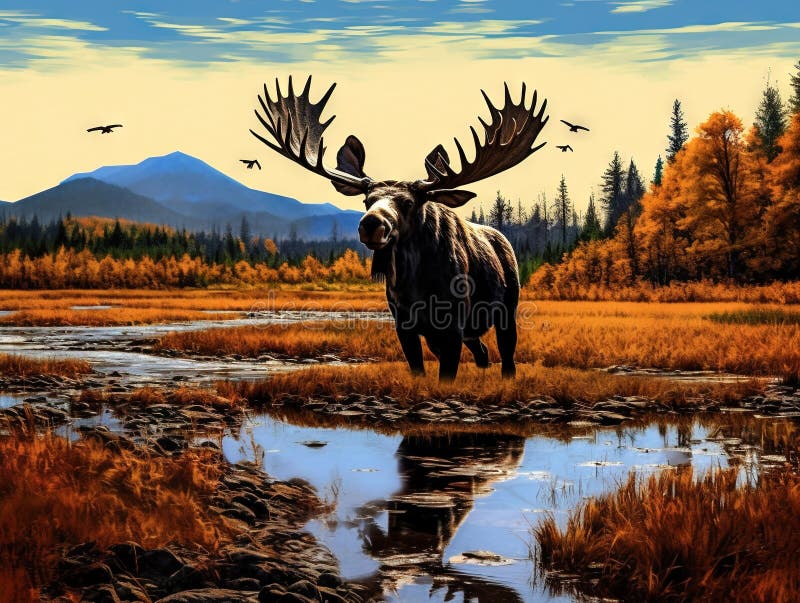 Bull Moose stock illustration. Illustration of island - 293699573