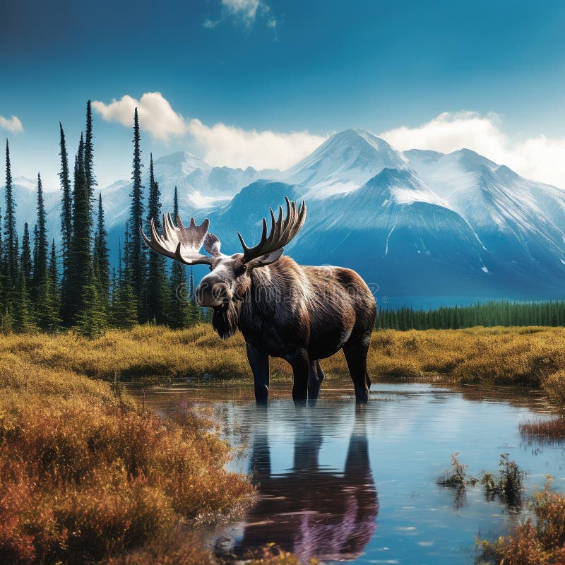 Bull Moose Denali stock illustration. Illustration of generative ...