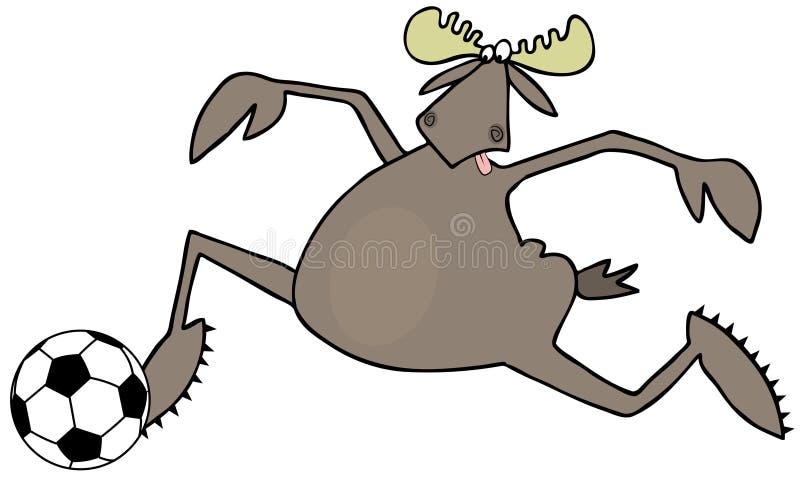 Bull Moose Running with a Soccer Ball Stock Illustration - Illustration ...