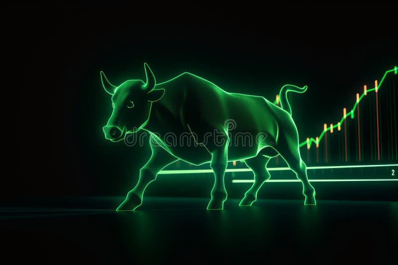 Bull neon. Generate Ai stock illustration. Illustration of abstract ...