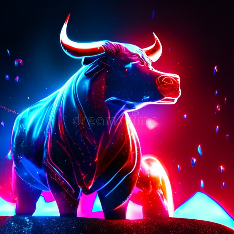 Bull in the Neon Light. 3d Rendering, 3d Illustration Stock ...