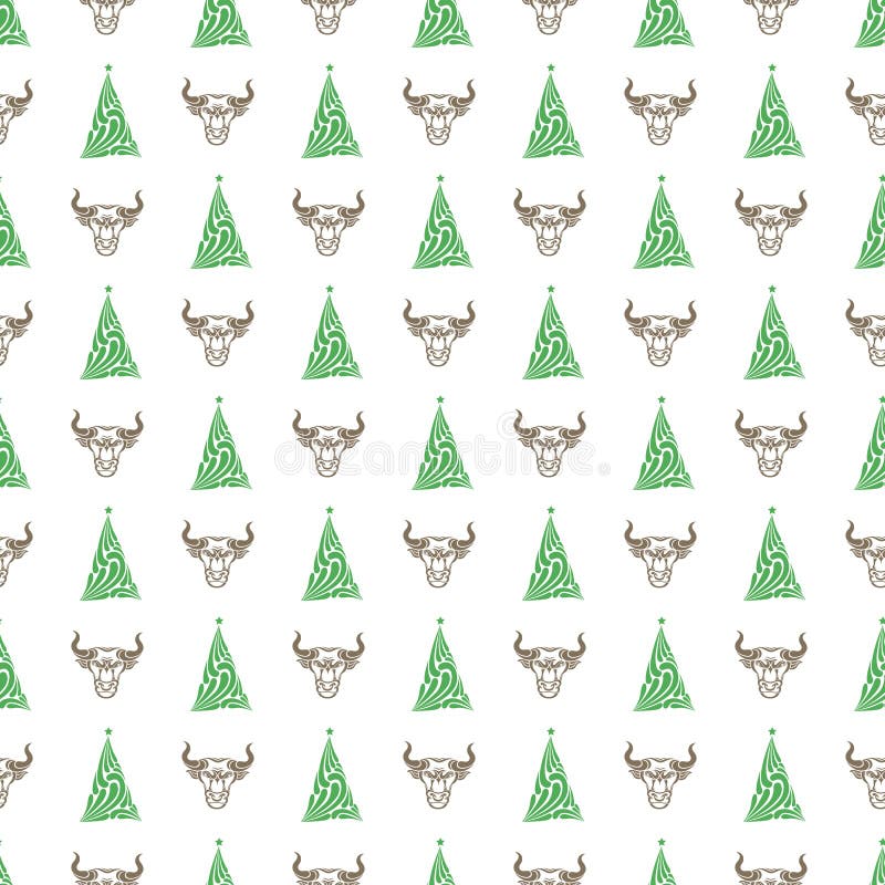 Bull Pattern. Decorative Animal Head. Vector Illustration Stock Vector ...