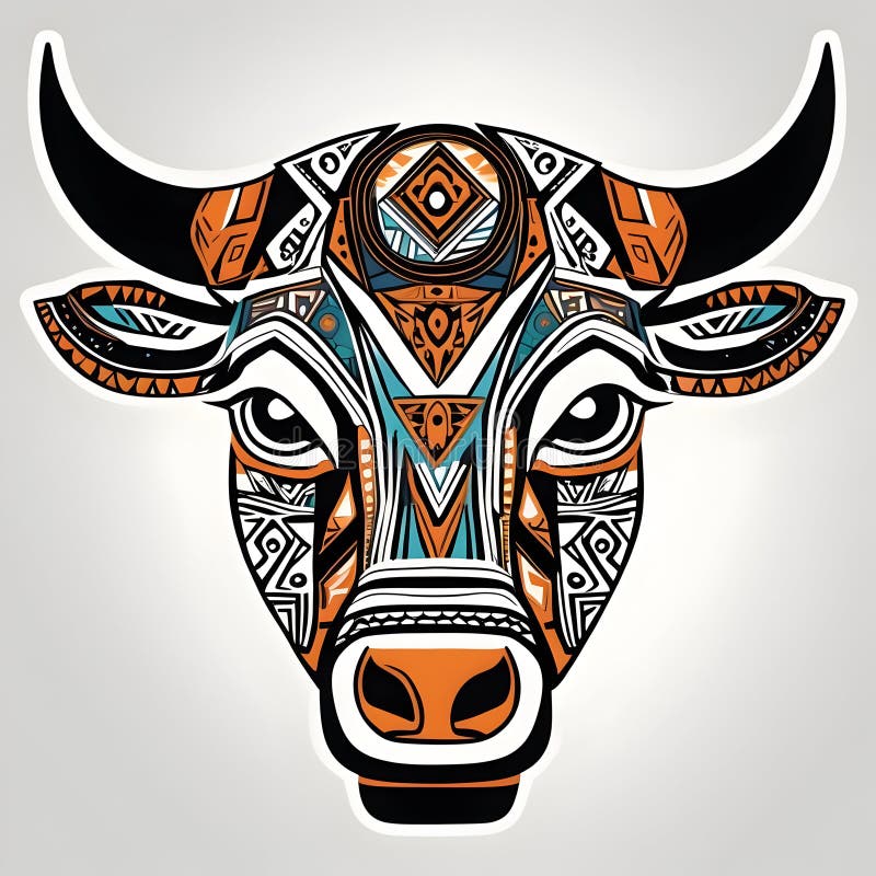 Bull with Patterned Face Beast Showing Stock Illustration ...