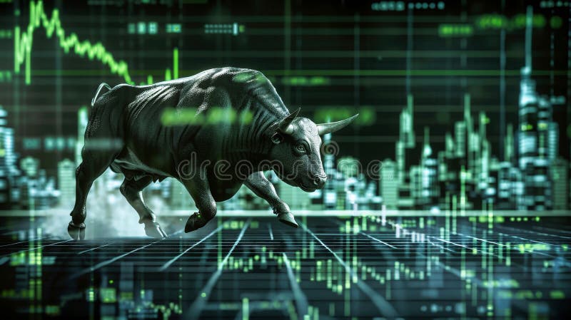 A Bull is Positioned in Front of a Wall Covered with Various Numbers ...