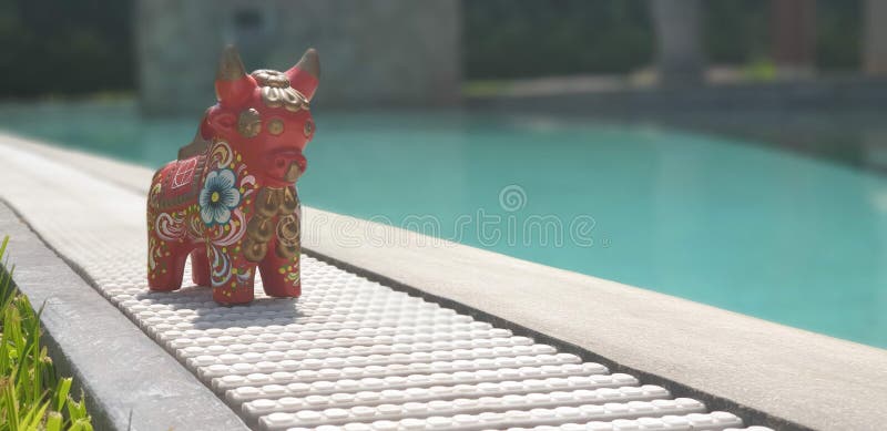 Bull pottery in the pool stock image. Image of typical - 144221653