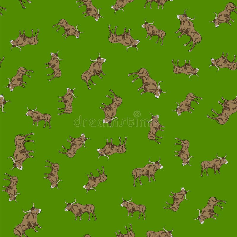 Bull Random Seamless Pattern Stock Illustration - Illustration of ...