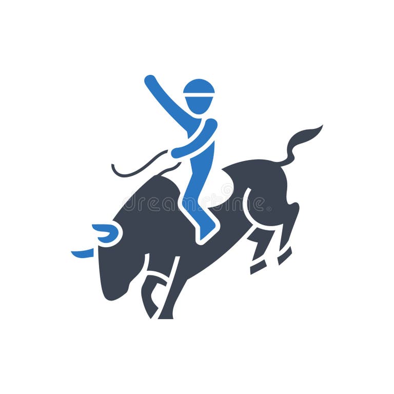 Bull Riding Icon stock vector. Illustration of action - 375316423