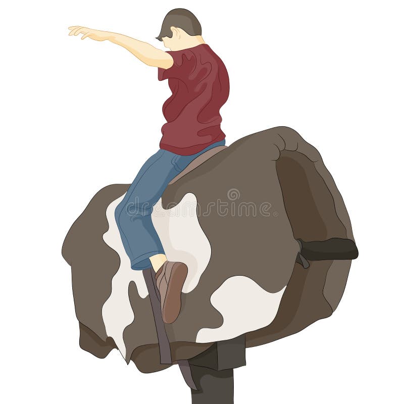 Girl Riding Mechanical Bull Cartoon Stock Vector - Illustration of ...