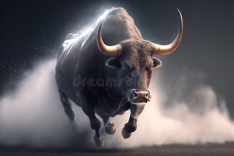 Bull Run Fast. Generative AI Stock Illustration - Illustration of black ...