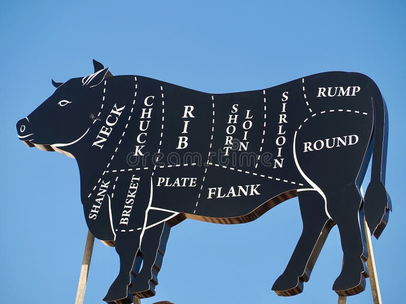 Bull Sculpture with the Marked Parts of Meat Stock Photo - Image of ...