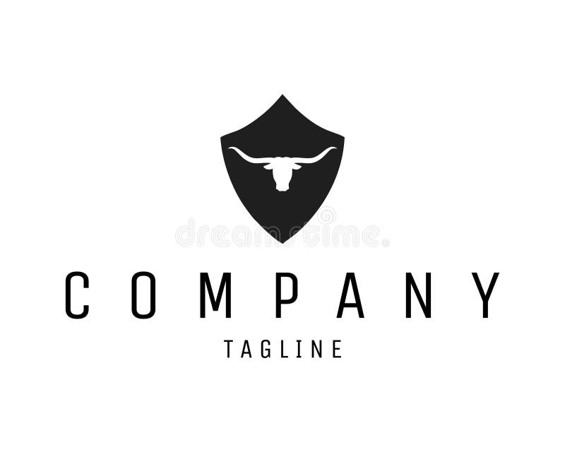 Bull and Shield Silhouette Vector Design. Stock Vector - Illustration ...