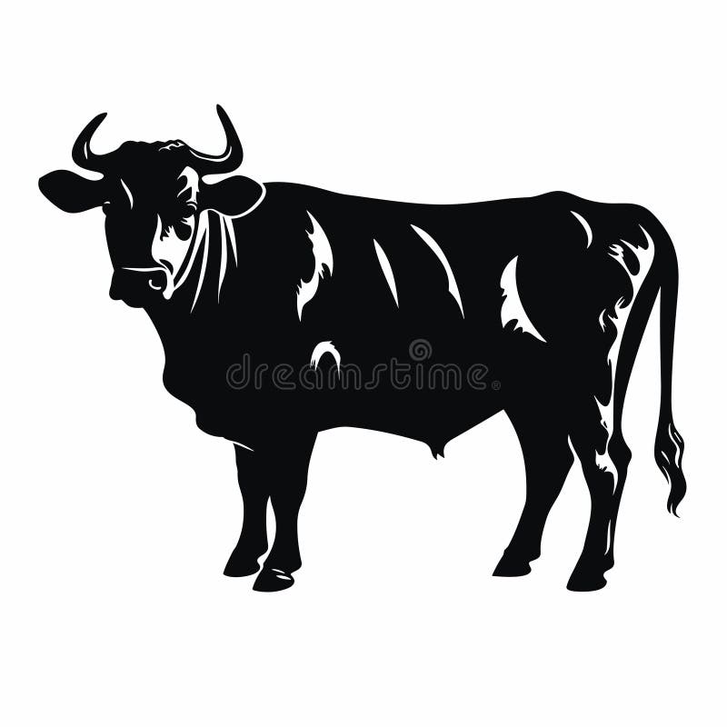 Bull Black Icon on White Background. Cow Silhouette Stock Vector ...