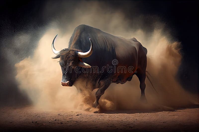 Bull Snorting and Pawing the Ground before Charging Stock Image - Image ...