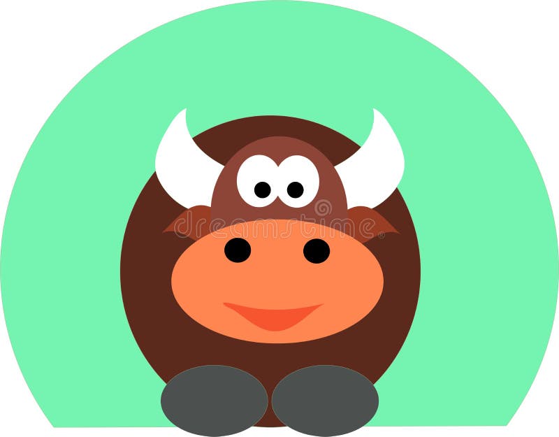 Bull Standing on Its Feet Isolated on a Green Background Stock Vector ...