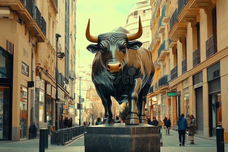 The Bull Statue in the City Ai Photo Stock Illustration - Illustration ...