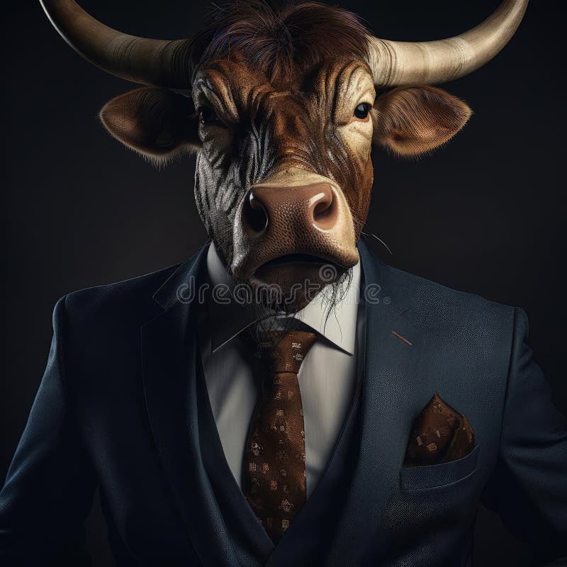 Bull in suit and tie stock image. Image of bull, black - 298627029