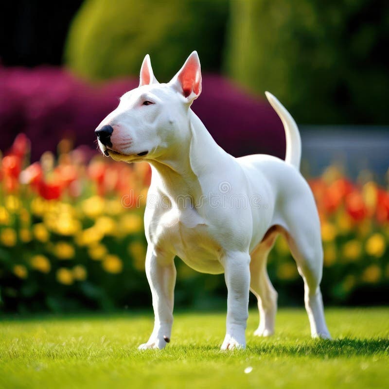 A Bull Terrier Standing in a Bright Garden, an Image Generated by ...