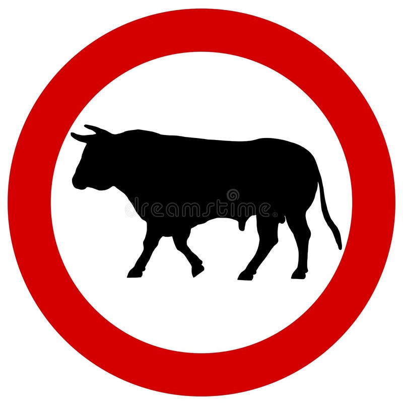 Caution Warning Bull Sign stock vector. Illustration of design - 30058384