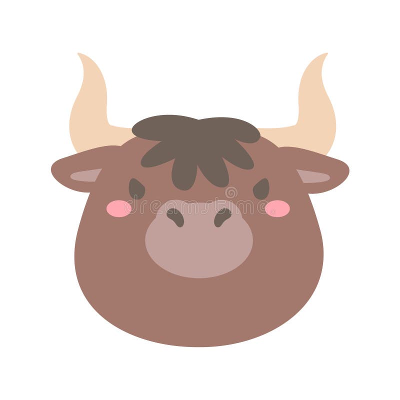 Bull Vector. Cute Animal Face Design for Kids Stock Vector ...