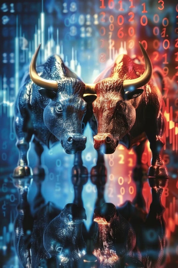 Bull Vs Bear Financial Infographic Chart Award with Copy Space for Text ...