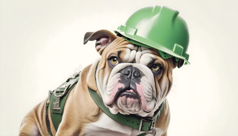 Bulldog As a Construction Worker with Humorous Expression. Studio ...