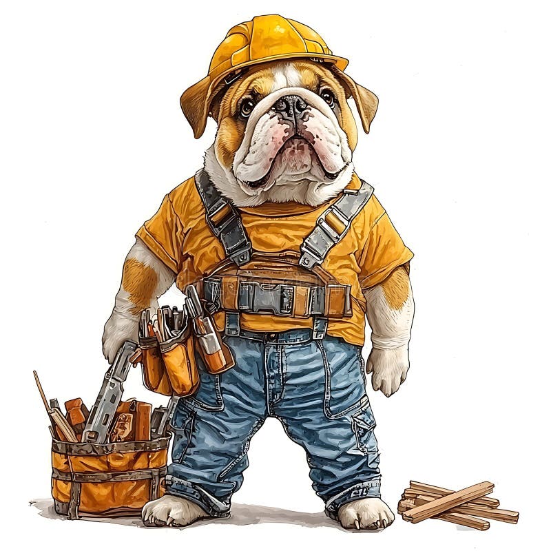 Bulldog Construction Worker a Hilarious Canine Contractor Stock ...