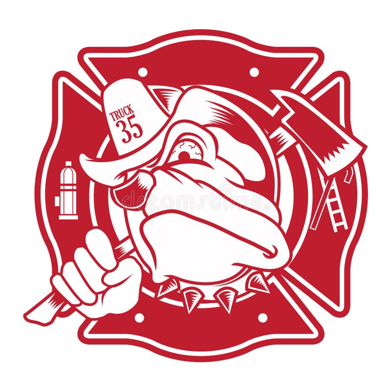 Bulldog Fire Fighter Mascot Stock Vector - Illustration of emergency ...