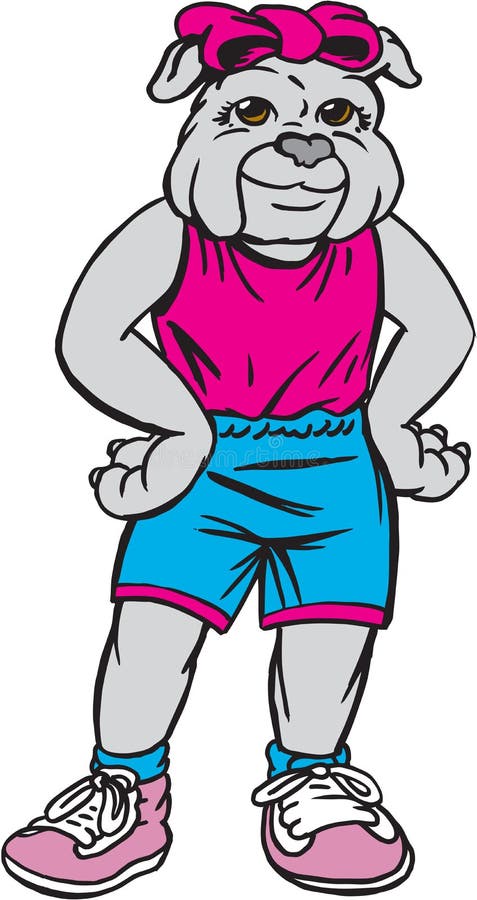 Bulldog Girl Vector Illustration Stock Vector - Illustration of animal ...