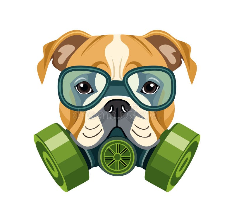 Bulldog wearing a gas mask stock illustration. Illustration of bulldog ...